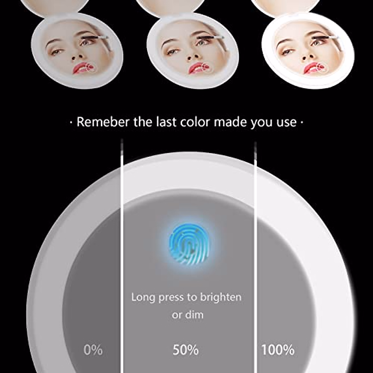 GUFAC LED Travel Makeup Mirror, 1x/10x Magnification Compact Mirror,Portable Mirror, 3.5 inch Folding Mirror,Handheld 2-Sided Mirror,Folding Travel Mirror for Handbag,Purse,Pocket,Round