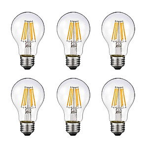YFXRLIGHT Vintage Edison LED Bulb, Dimmable 6W A19 Antique LED Bulb, 60 Watt Equivalent for Ceiling Fan and Pendant Lighting, E26 Clear Glass Cover, Soft Warm White 2700k, 550LM, Pack of 6