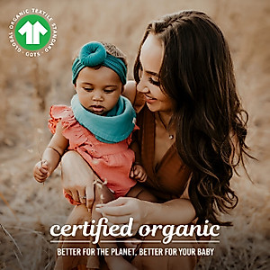 Kishu Baby Indi GOTS Organic Infinity Scarf Bib Set - 4-Way Reversible, 8 Layer Muslin Drool Bibs (Daybreak)