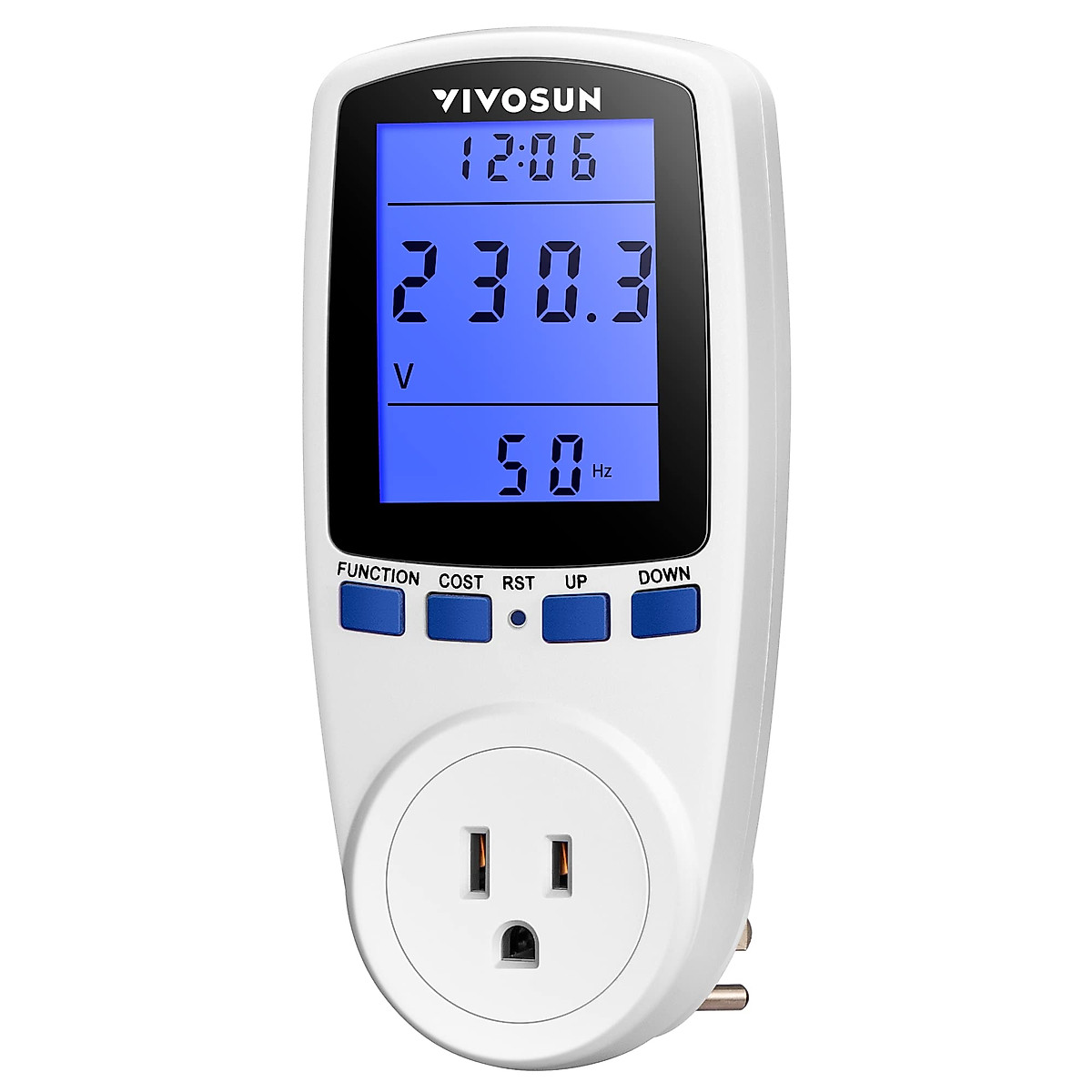 VIVOSUN Upgraded Electricity Usage Monitor, Plug-in Power Meter, Watt Voltage Amps Meter with Backlight LED, Home Energy Monitor, Overload Protection and 7 Display Modes for Energy Saving