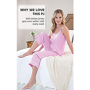 PajamaGram Womens Pajama Sets - Summer Pajamas For Women, Pink Polka Dot, LG