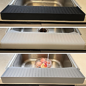 Silicone Sink Edge Protector ＆ Splash Guards for Kitchen Sink Bathtub Sink, Upgrade 5° Multifunction Silicone Sink Protector Countertop Protectors - 20" x 4" Sink Protector (Black)