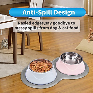 Pet Feeding Mat Cat & Dog Mats for Food & Water - Flexible and Easy to Clean Feeding Mat - Non-Slip Waterproof Feeding Mat for Dog Food & Water Bowls Nontoxic Rubber Gray…