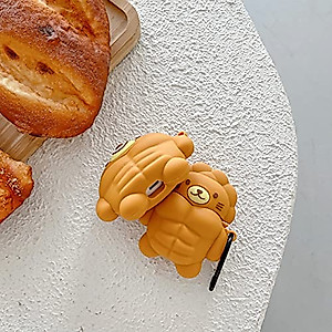 VARWANEO Earphone Case for AirPods 1&2, 3D Cute Fun Cool Muscle Cartoon Anime Soft Silicone Design, Portable&Shockproof Airpods Cover, for Apple Air pod 2&1 Charging Case (Bear)