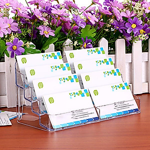 Hipiwe 2pcs 8 Pockets Acrylic Business Card Holder Stand Clear Desktop Countertop Acrylic Index Card Filling Display