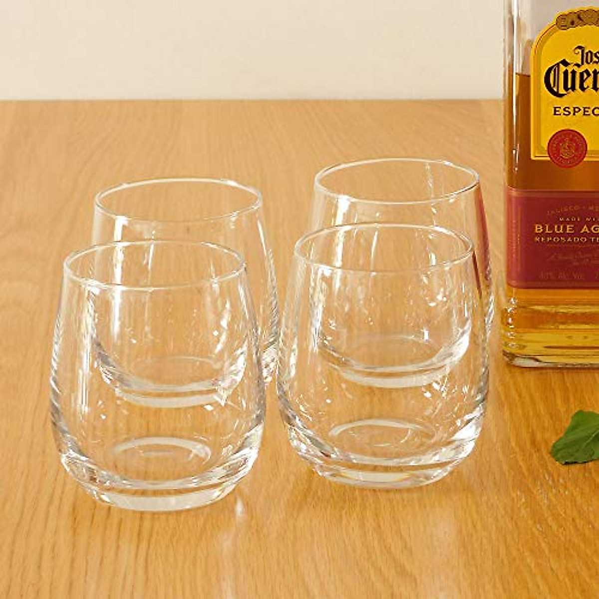 12 Ounce Stemless Wine Glasses/Whiskey Glasses/Beverage Glasses, Set of 4 Great For Drinking Wine, Whiskey or Juice, Versatile Glass Cups/Glassware Sets/Glass Tumblers