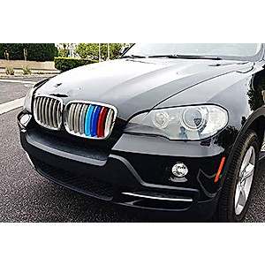 iJDMTOY Exact Fit ///M-Colored Grille Insert Trims Compatible With 2007-2013 BMW E70 X5, 2008-2012 E71 X6 Center Kidney Grill