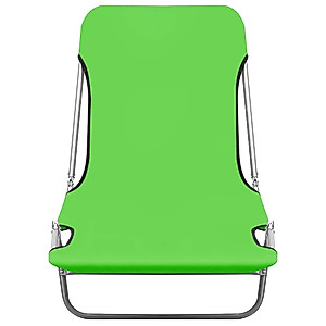 YELWHI Folding Sun Loungers 2 pcs Steel and Fabric Green,： Outdoor Furniture, Outdoor Seating