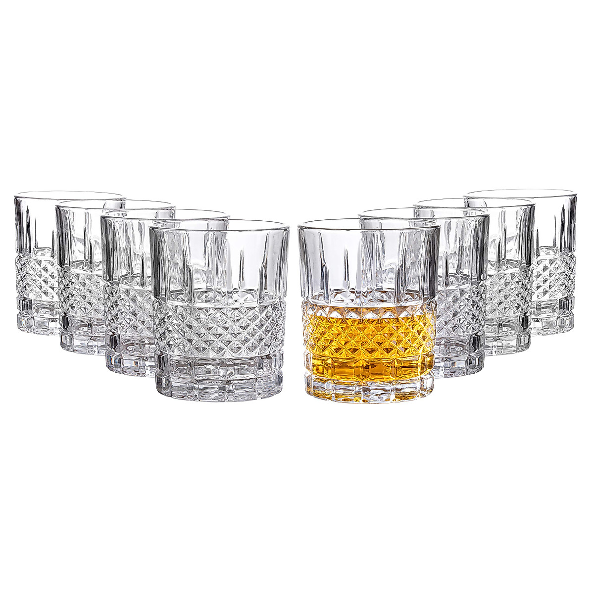Castlecombe Lowball Whiskey Glasses, 8 Pc. Set, 10.6 ounce Short Drinking Glassware for Liquor, Bourbon, Rye, or Beer, Elegant Drinkware for Men or Women, Dishwasher Safe