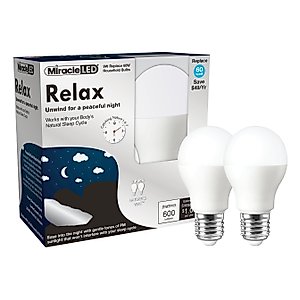 Miracle LED Nature’s Vibe Relax Sweet Dreams Nighttime LED Light Bulb (606902), 2-Pack,Yellow