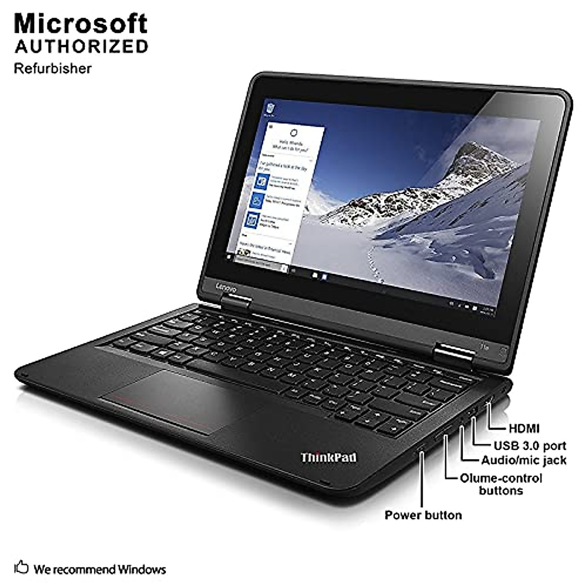 Lenovo Thinkpad Yoga 11e Laptop 11.6inch Touchscreen Convertible Ultrabook PC, Intel Quad Core Processor, 128GB Solid State Drive, 4GB DDR3 RAM, HD Webcam, LED, HDMI, Bluetooth, Windows 10 (Renewed)