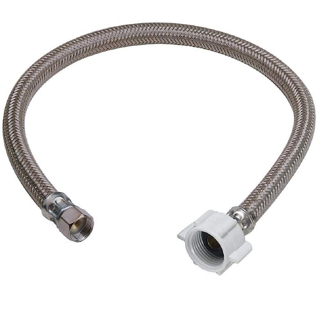 EZ-Fluid 12“ Toilet Water Supply Connector, Braided Stainless Steel - 3/8“ Female Compression Thread x 7/8” Female Ballcock Thread 12-Inch Toilet Water Connectors Hose (1-PACK)
