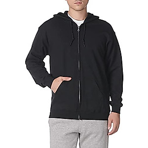 Gildan Heavy Blend Unisex Adult Full Zip Hooded Sweatshirt Top (L) (Black)