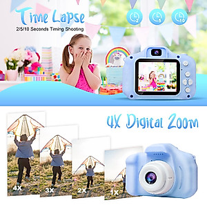 One'sMore Upgrade Selfie Kids Camera for Boys, Christmas Birthday Gifts for 3-6 Year Old Boys, Kids Digital Camera with Video Function, Dual Lens Camera for Kids, Toys Gifts for Boys Age 3-6 (Blue)