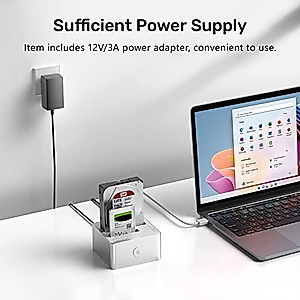 Unitek Aluminum USB 3.0 to SATA Dual Bay External Hard Drive Docking Station with UASP for 2.5 / 3.5-inch HDD SSD, Hard Drive Duplicator/Offline Clone Function (2 x 18TB Support)-Silver