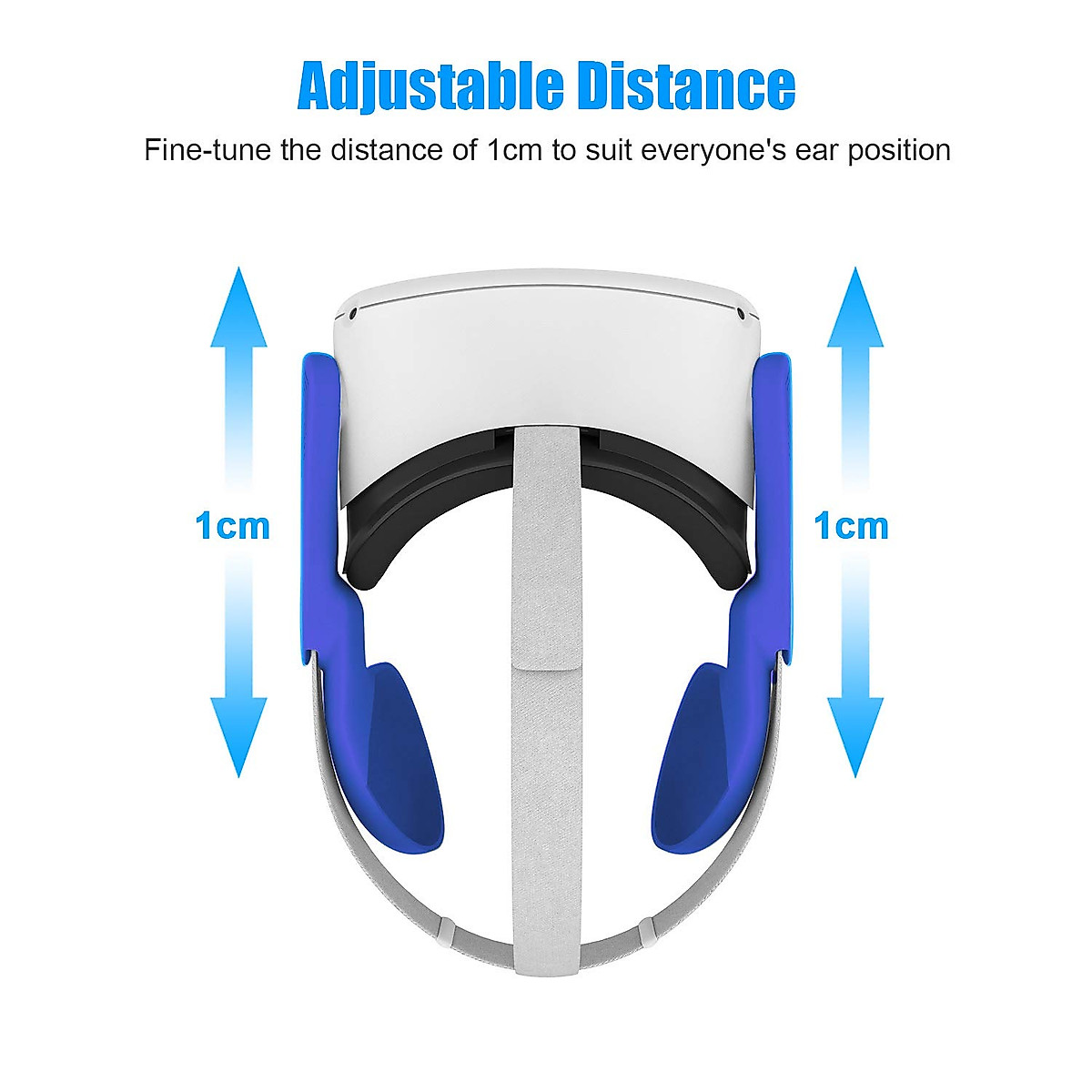 AMVR VR Silicone Face Cover & Ear Muffs for Oculus Quest 2 Headset, Sweatproof Waterproof Anti-Dirty Replacement Facial Cushion and Enhance Headset Sound Headphone Extension Cover (Blue, 1 Set)