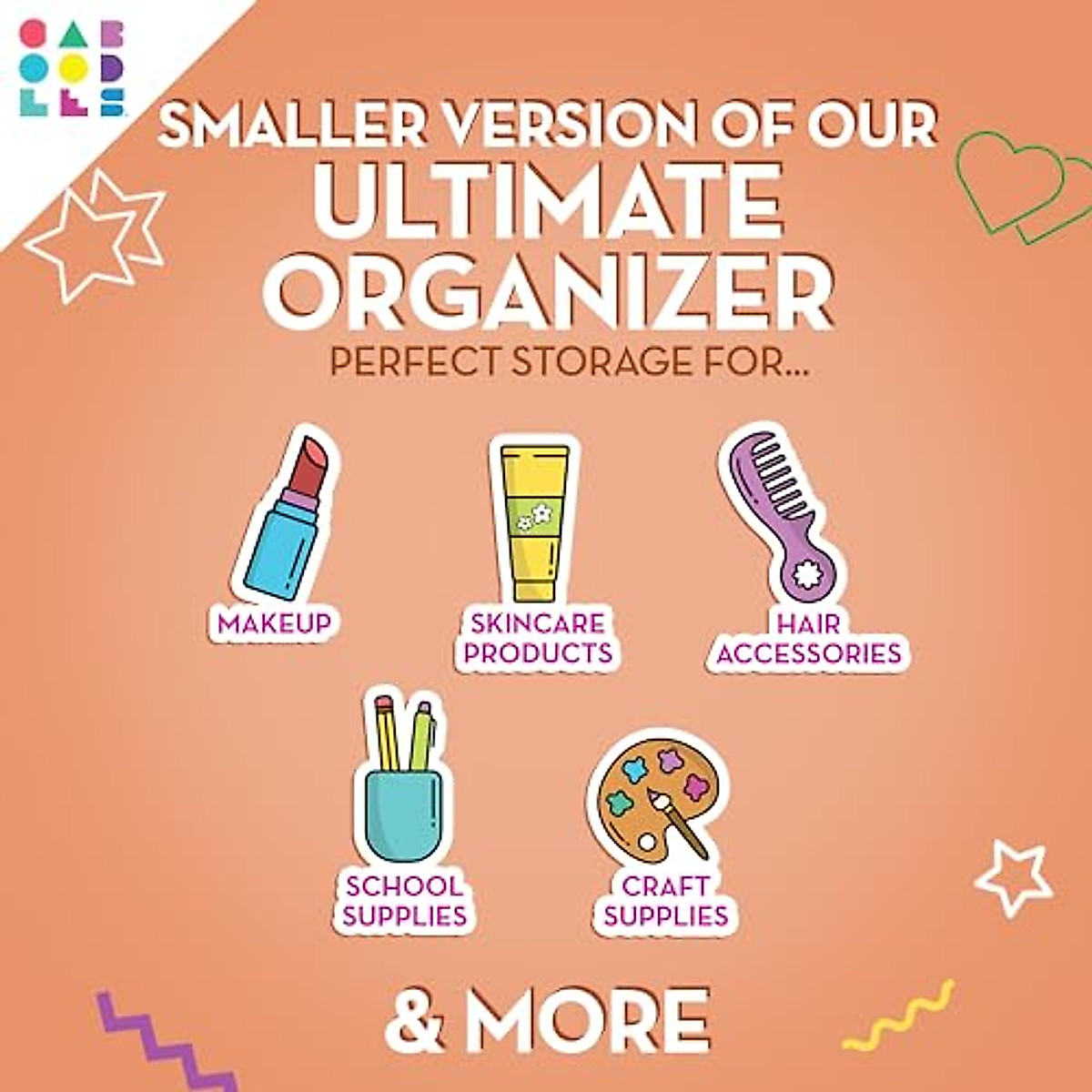 Caboodles Pretty in Petite Makeup Box, Two-Tone Peach on Seafoam, Hard Plastic Organizer Box, 2 Swivel Trays, Fashion Mirror, Secure Latch for Safe Travel