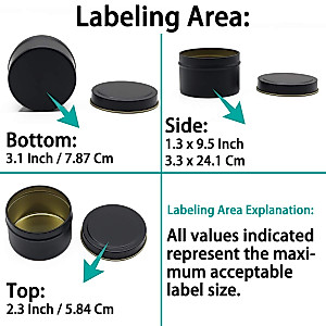 Aroparc Candle Tins 8oz, 24 Piece Candle Tin Cans Bulk Candle Containers for Candle Making Supplies Candle Tins - Black