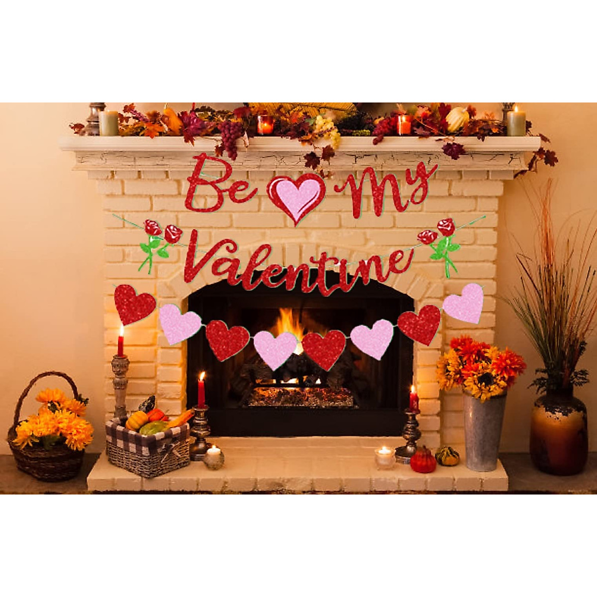 YATG Valentines Day Banner,Valentines Day Decorations,Heart Decorations,Decoration for Weddings and Engagement Parties Valentine’s Day Banners for Family, Wedding, Classroom, Party(3PCS)