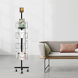 HuaShuani 16 Pockets Greeting Card Rack, Postcard Rotating Display Metal Stand, Pocket Rotating Holder, Suitable for Gift Shops, Craft shows and Supermarkets