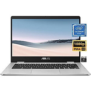2022 Premium ASUS Thin Light Chromebook Laptop, 14" FHD Nano-Edge Display, Intel Celeron N3350 (Upto 2.4GHz), 4GB RAM, 32GB eMMC,Webcam, WiFi, Bluetooth, Long Hour Battery, Chrome OS +HubxcelAccessory
