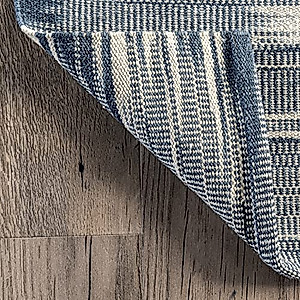 nuLOOM Reba Handmade Abstract Striped Wool-Blend Flatweave Area Rug, 8' x 10', Blue