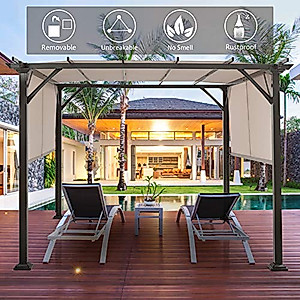 Tangkula 2PCS 16x4 Ft Universal Replacement Canopy for Pergola Structure, Outdoor Shade Canopy Cover, Waterproof Polyester Cover for Durable Use (Cover only) (Beige)
