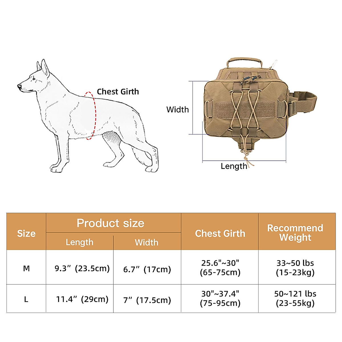 EXCELLENT ELITE SPANKER Dog Pack Hound Dog Saddle Bag Backpack for Travel Camping Hiking Medium & Large Dog with 2 Capacious Side Pockets(RGN-L)