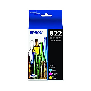 Epson Workforce Pro WF-4830 Wireless All-in-One Printer, Black, Large & T822 DURABrite Ultra -Ink Standard Capacity Black & Color -Cartridge Combo Pack (T822120-BCS)