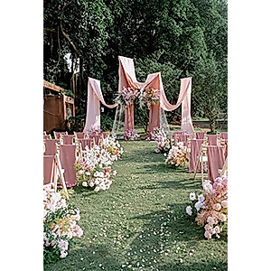 Dusty Rose 5 Yards 60" Wide Sheer Fabric Chiffon Fabric by The Yard Continuous Solid Color Draping Fabric for Wedding Party Backdrop