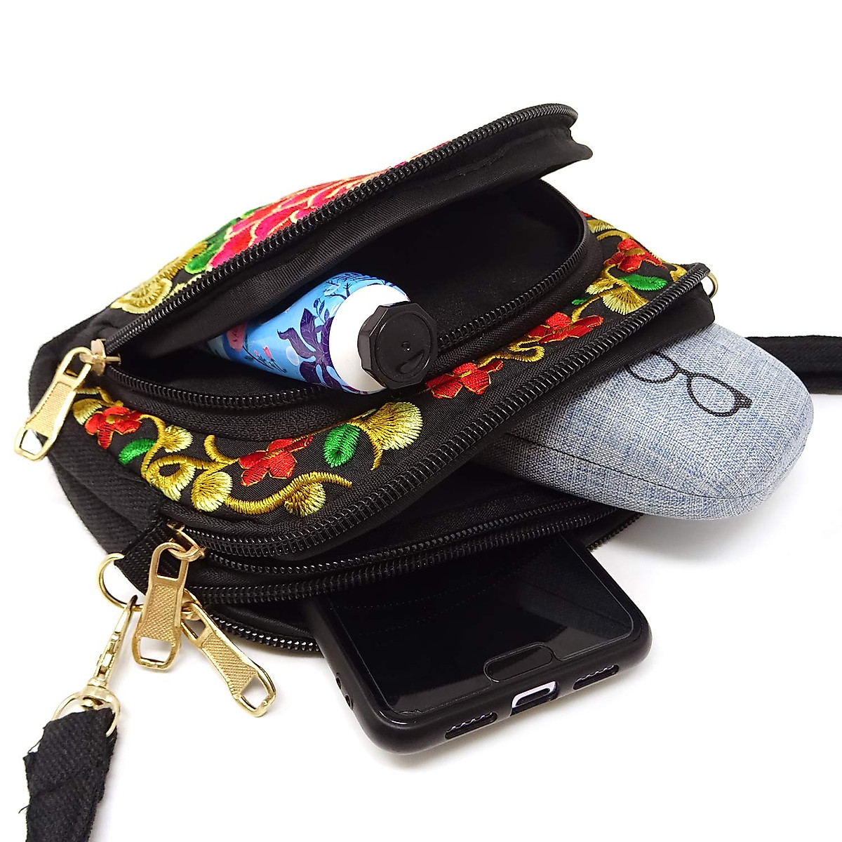 Honbay 1PCS Yunnan Ethnic Style Handmade Embroidered Crossbody Bag Mini Canvas Shoulder Bag