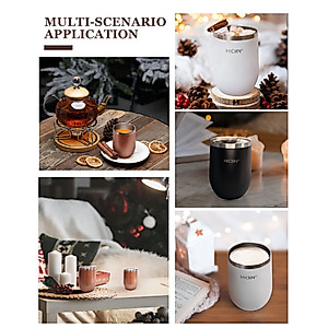 Hiciin Stainless Steel Wine Tumblers with Lid TWO 12oz & Insulated Wine bottle ONE 25oz&Gift Set with well packaged box.Keep water,wine,drinks with warm or cold (Champagne Gold)