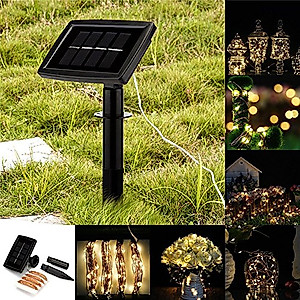 Toxz home products Solar Powered Copper Wire Light String Decor,8 Light Modes for Fairy Party Decor,22M 200LED,8 Hours Working Time(Ship from US!)