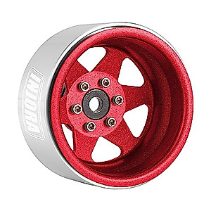 INJORA 1.9 Beadlock Wheel Rim Offset -8.9mm Metal Deep Dish Hub for TRX4 Axial SCX10 90046 UTB18 1/11 RC Crawler Car (Red)