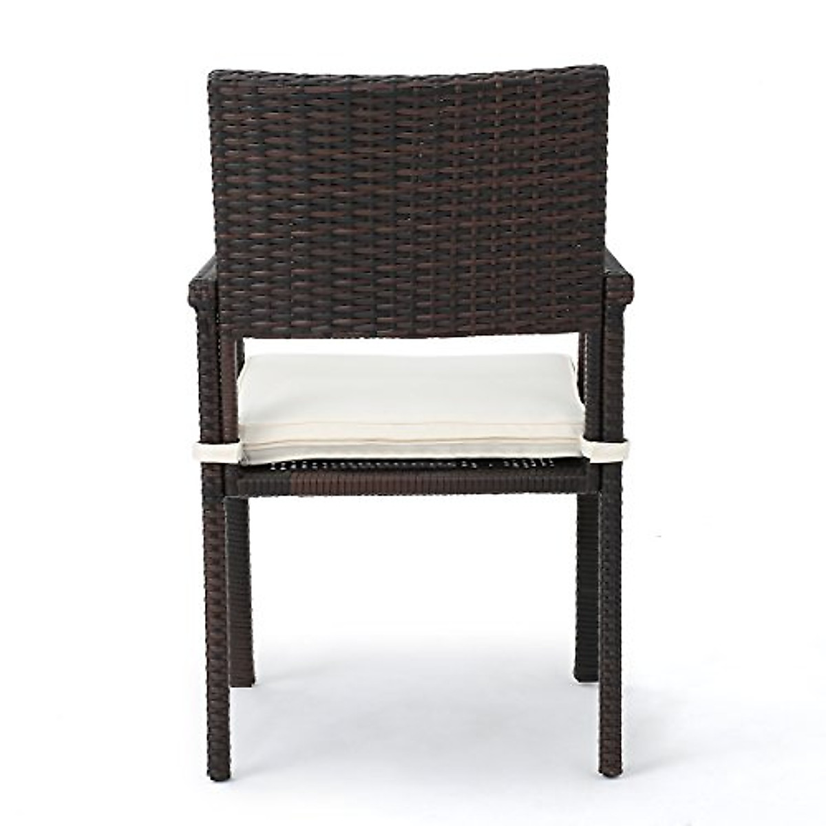 Christopher Knight Home Rhode Island Outdoor Wicker Dining Chairs with Water Resistant Cushions, 2-Pcs Set, Multibrown / White