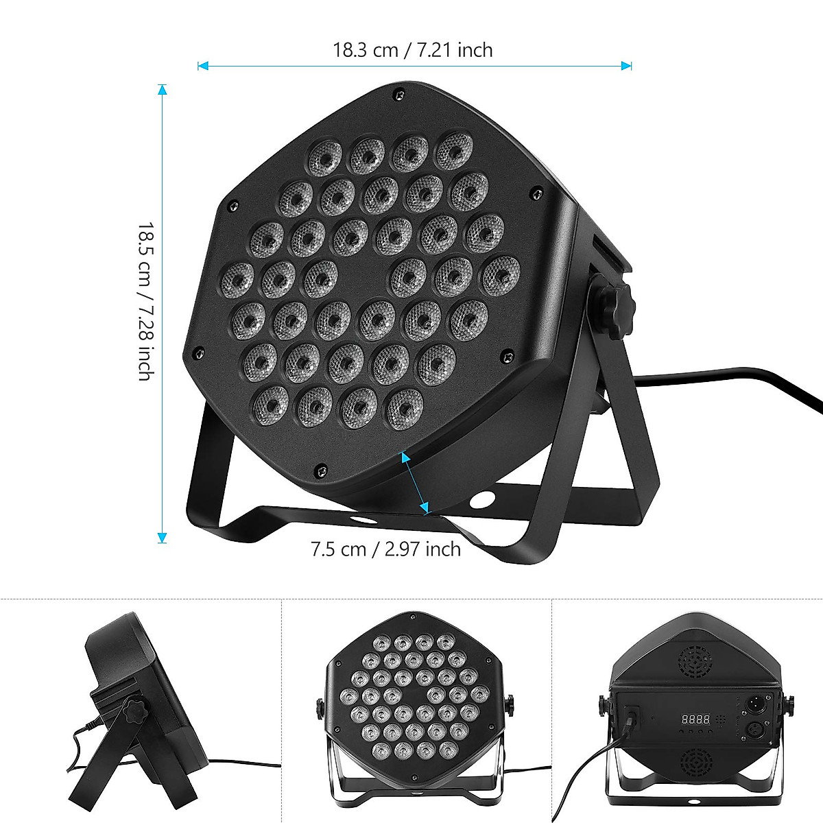Litake 36 LED Stage Lights,Sound Activated DJ Par Stage Uplights Packages,RGB DJ Party Lights Remote & DMX Controlled, DJ Uplighting for Events Festival Party Church Concert,2 Packs