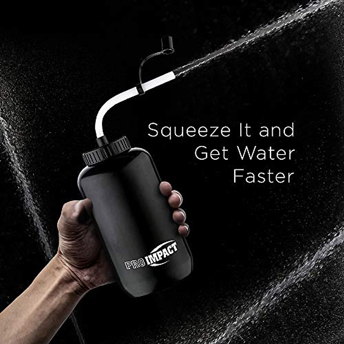 Pro Impact Boxing Water Bottle - Squeezable Plastic w/Long Straw - Ideal for Gym Yoga Sports Boxing Lacrosse Football Hockey Cycling & Outdoor (35.5 Oz.) (White)