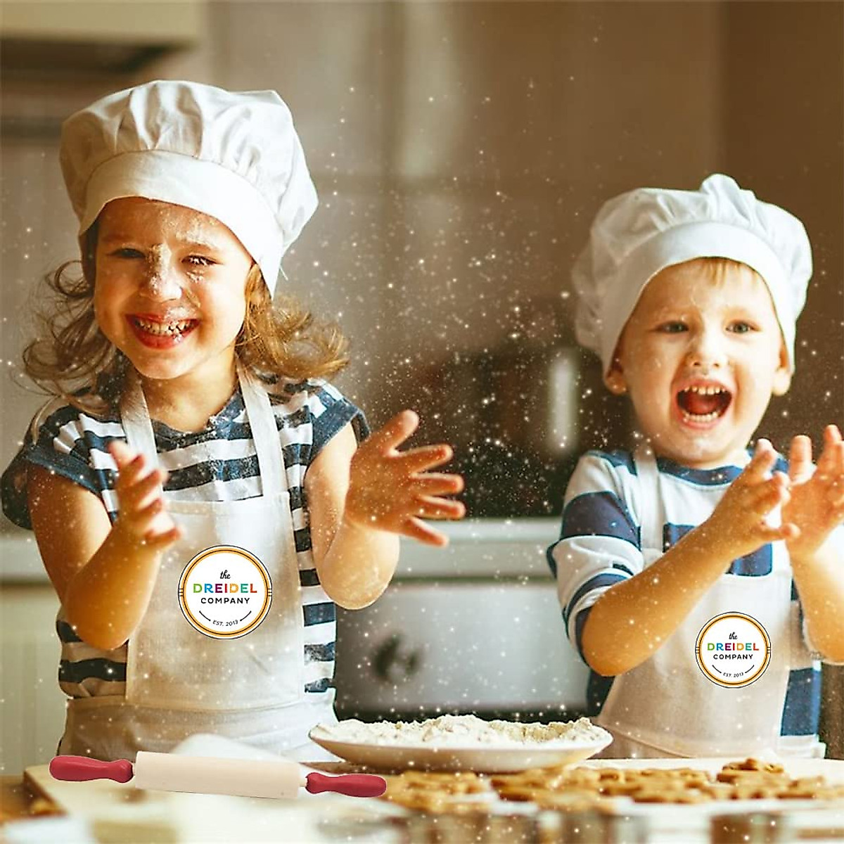 Mini Rolling 7.5 Inch (Pack of 6) Rolling Pin for Play Dough - Wood Kids Rolling Pin For Little Bakers, With Red Handles Arts and Crafts Clay Roller, 7.5" (6-Pack)