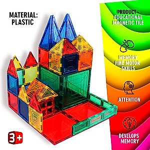 Magnet Building Blocks 100 Piece, Recreational Toys, Clear Magnetic 3D Building Tile, Construction, Preschool Educational, Beyond Imagination, Birthday Present Gift, STEM Montessori