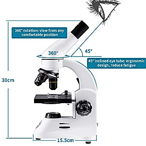 BEBANG 40X-2000X Microscope for Adults, Professional Biological Optical Microscopes with Prepared Slides School Home Lab Education Gifts for Kids Students Beginners