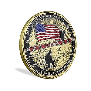 Military Veteran Challenge Coin United States We Stand for The Flag We Kneel for The Fallen