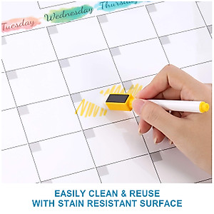 Dry Erase Fridge Magnetic Calendar - White Board Magnetic Calendar for Refrigerator Magnetic Calendar Kitchen Decor, 15"x 11.5", Calendar with Thin Protective Film and Grocery List Magnet Pad