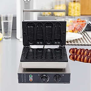 PIAOCAIYIN Electric Waffle Maker Machine, Non-Stick Coating Waffle Baker Machine, Corn Dog Maker, Stainless Steel Hot Dog Waffle Baker, Commercial Hot Dog Waffle Maker for Home and Commercial Use