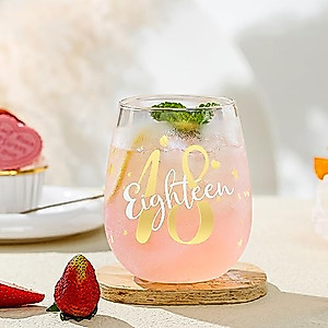 Yalucky 18th Birthday Gifts For Women Wine Glass Gift Idea 18 Years Old Party Decorations 18th Anniversary Wedding Drinking Present For Wife Her Friend Ladies Mom Auntie Daughter Sister