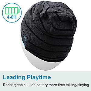 Qshell Winter Comfy Bluetooth Beanie Washable Hat w/Basic Knit Music Cap with Speakers & Mic Hands Free Wireless Bluetooth Headsets for Running Skiing Skating Hiking, Gray