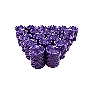 Purple Plumeria Scented Votive Candles - 15 Hour Long Burn Time - Textured Finish - Box of 20