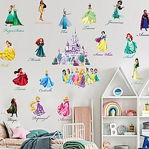 Hesogiva Princess Wall Decals for Baby Girls Boys Kids, Peel and Stick Wall Stickers Art Decor for Children's Bedroom Living Room Classroom Playroom Nursery Decoration, Style a, Hesogiva000