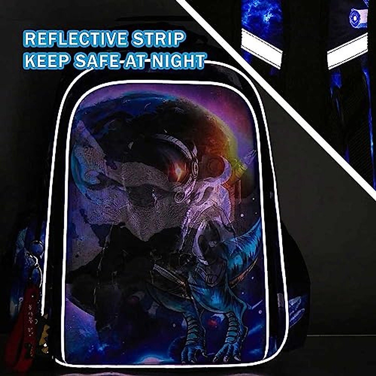 UFNDC 3PCS Dinosaur Backpack for Boys, 3D Kids Preschool Bookbag with Lunch Box, 16”Water Resistant School Bag for Elementary Toddler