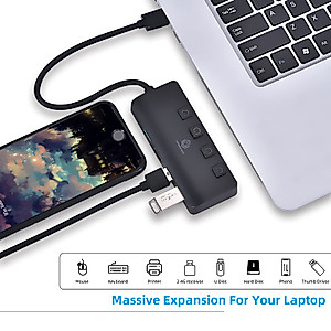 YFDSPSM USB hub 3.0 one USB 3.0 Professional Data Port and Three Common Ports.Tpye-c Interface is Suitable for Notebook MacBook MacPro macmini iMac Surface Pro XPS, Mouse and Keyboard