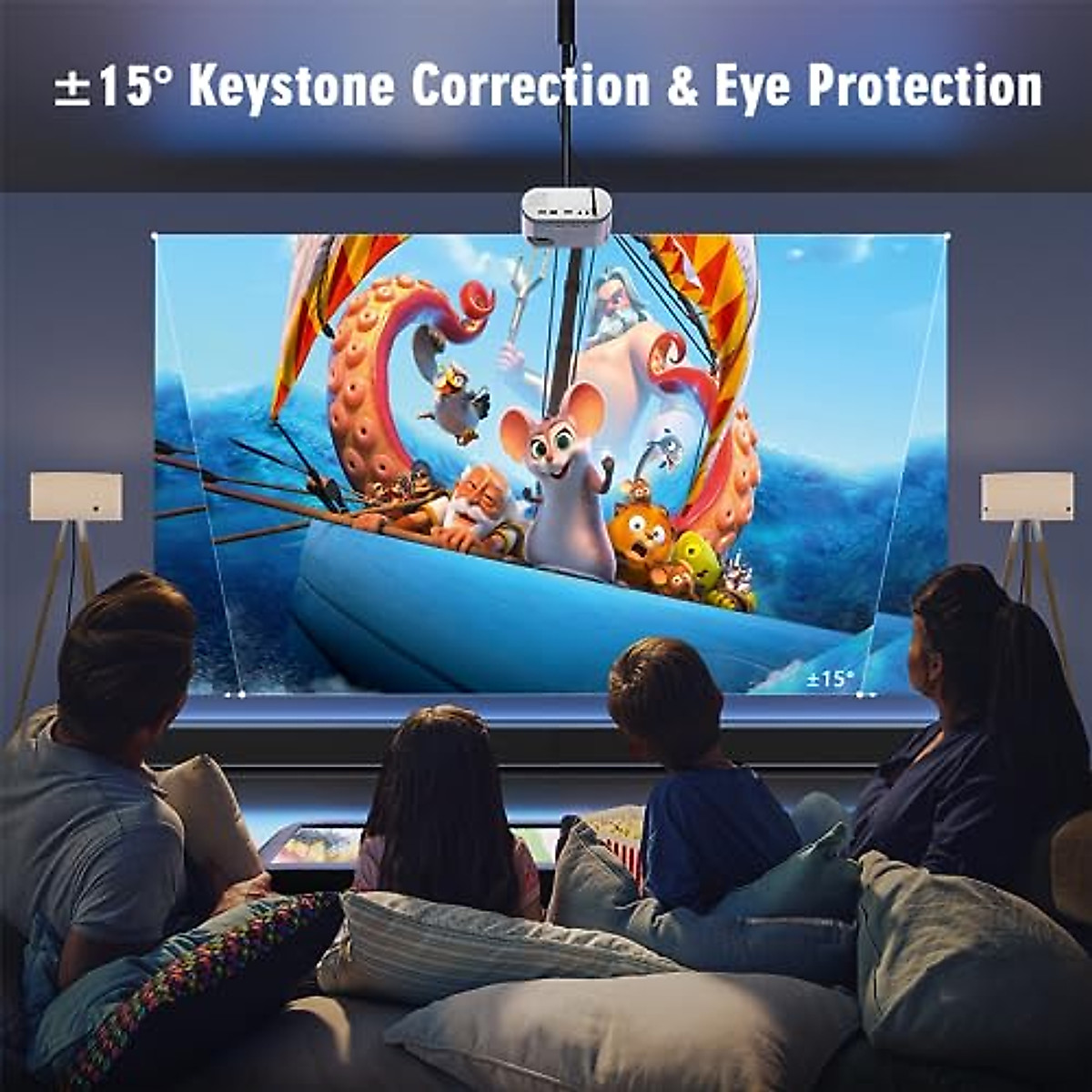 Mini Projector, VISSPL 1080P Supported Video Projector, Portable Outdoor Projector with Tripod, Kids Gift, Home Theater Movie Projector Compatible with Android/iOS/Windows/TV Box/HDMI/USB